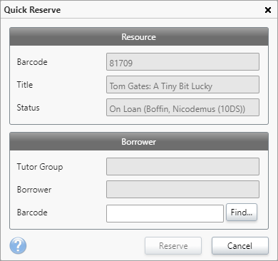 Reserving a Resource from the Management Page